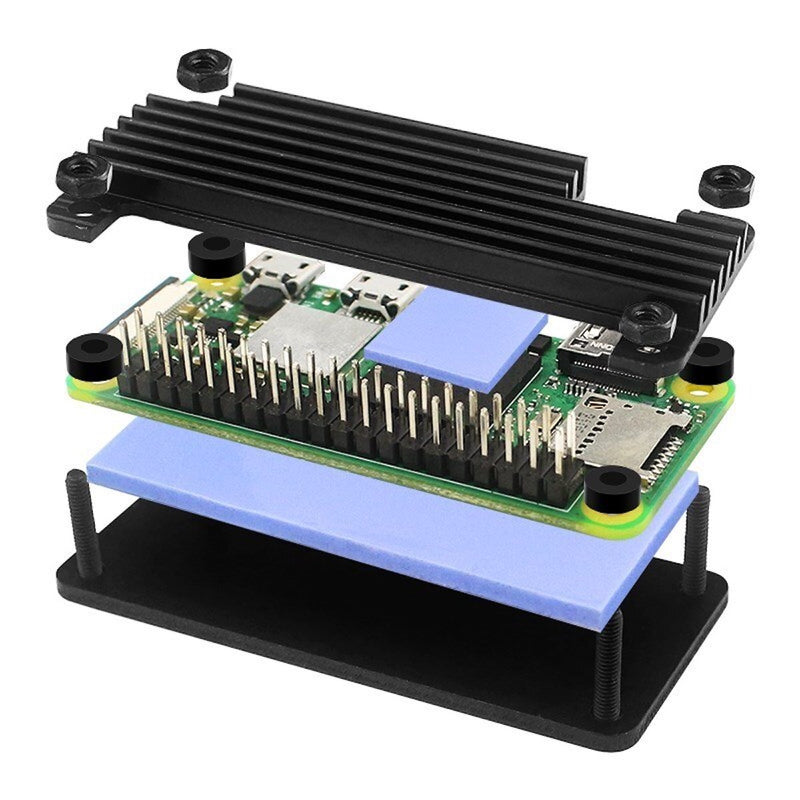 Case Carcasa Raspberry Pi Zero 2 W Disipador Aluminio Header Microbot