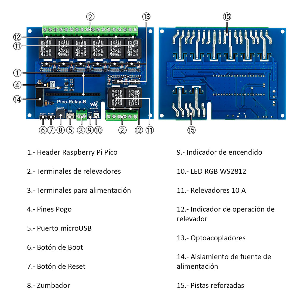 Relay Board para Raspberry Pi Pico – Microbot México